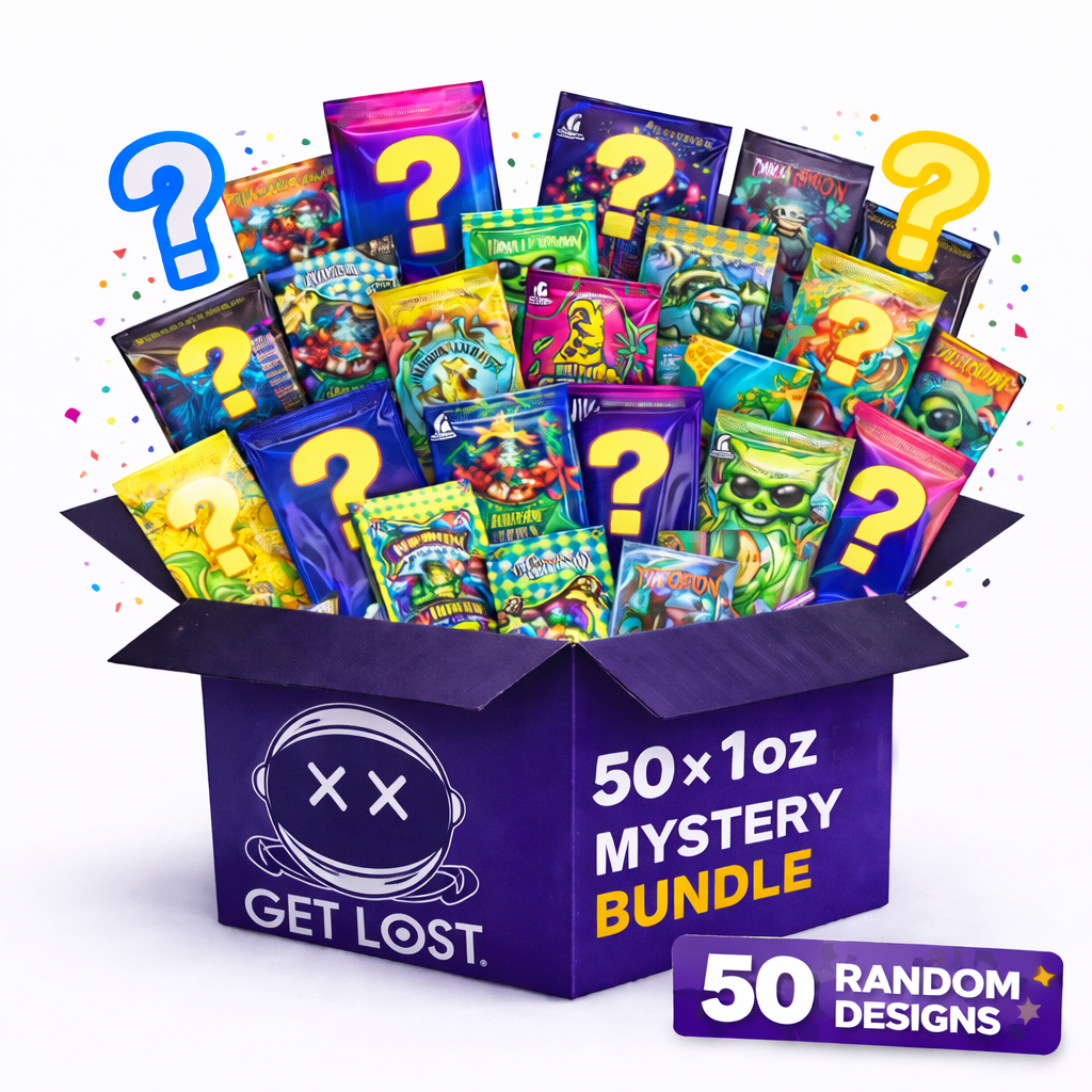 50 Pack 28g Large (6" x 8") Mylar Bags – Mystery Bundle Assorted Desig ...